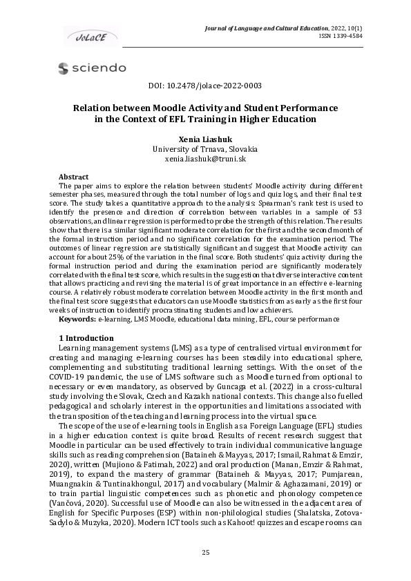 (PDF) Relation between Moodle Activity and Student Performance in the Context of EFL Training in ...