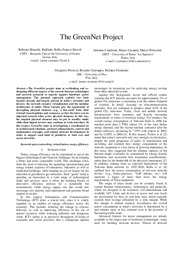 (PDF) The GreenNet project