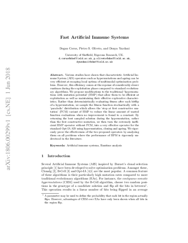 (PDF) Fast Artificial Immune Systems