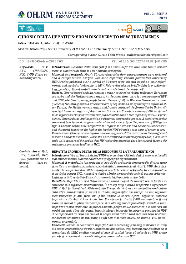 (PDF) Chronic delta hepatitis: from discovery to new treatments