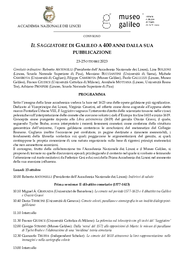 (PDF) IL SAGGIATORE DI GALILEO A 400 ANNI DALLA SUA PUBBLICAZIONE