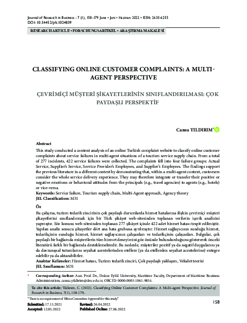 (PDF) Classifying Online Customer Complaints: A Multiagent Perspective