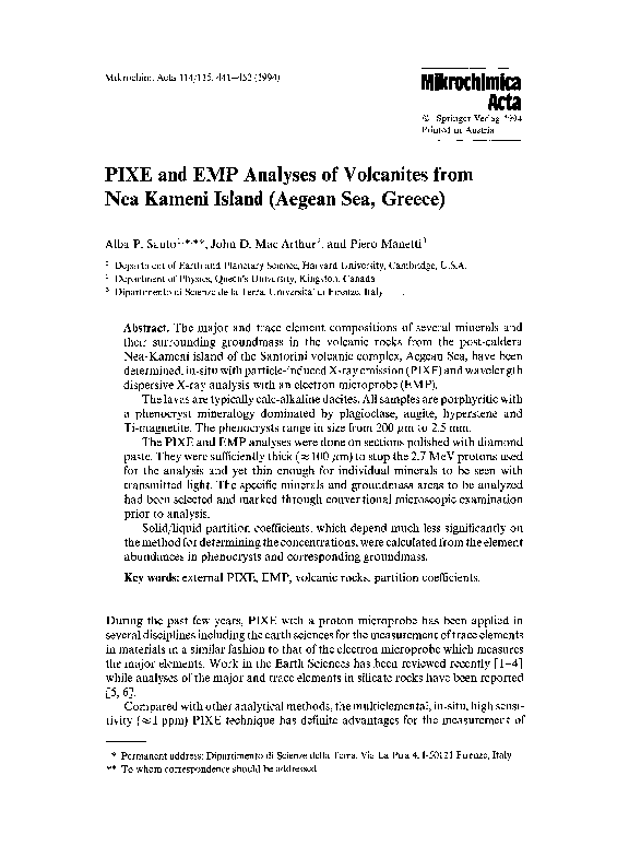 (PDF) PIXE and EMP analyses of volcanites from Nea Kameni island ...