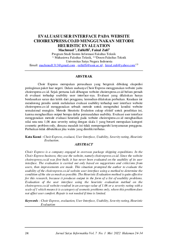 (PDF) Evaluasi User Interface Pada Website CHOIREXPRESS.CO.ID ...