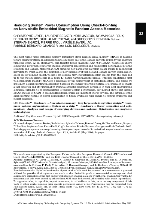 (PDF) Reducing System Power Consumption Using Check-Pointing on Nonvolatile Embedded Magnetic ...