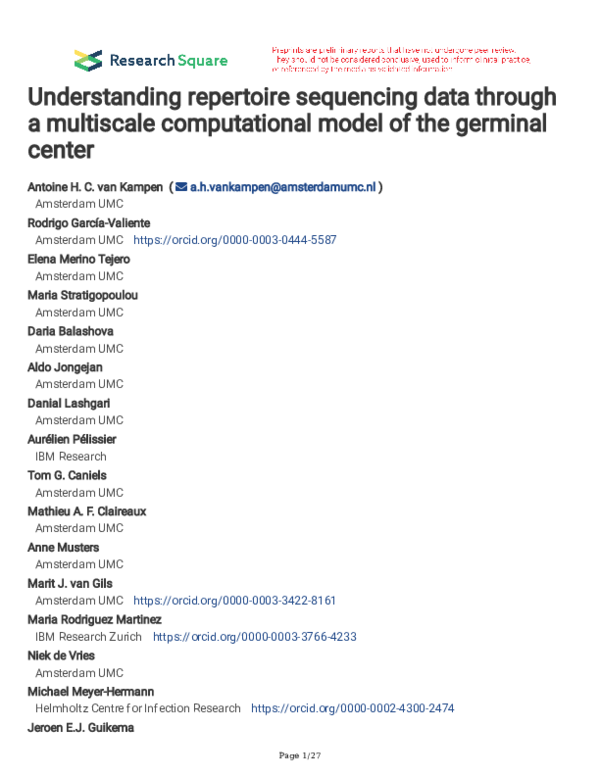 Pdf Understanding Repertoire Sequencing Data Through A Multiscale Computational Model Of The