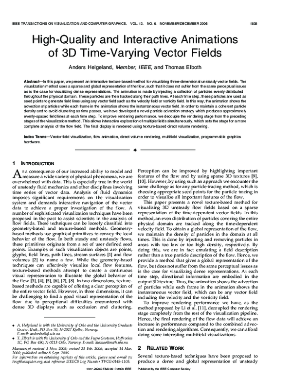 (PDF) High-Quality and Interactive Animations of 3D Time-Varying Vector Fields | Thomas Elboth ...