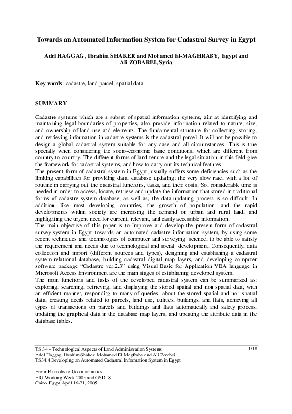 (PDF) Towards an Automated Information System for Cadastral Survey in ...