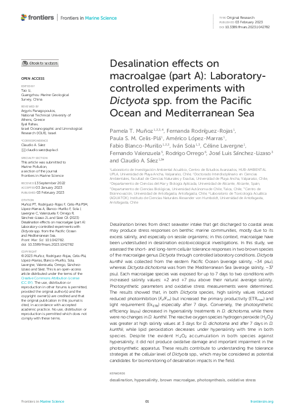 (PDF) Desalination effects on macroalgae (part A): Laboratory ...