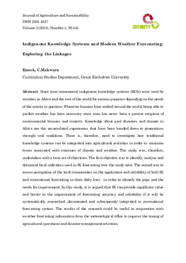 (PDF) Indigenous Knowledge Systems and Modern Weather Forecasting ...