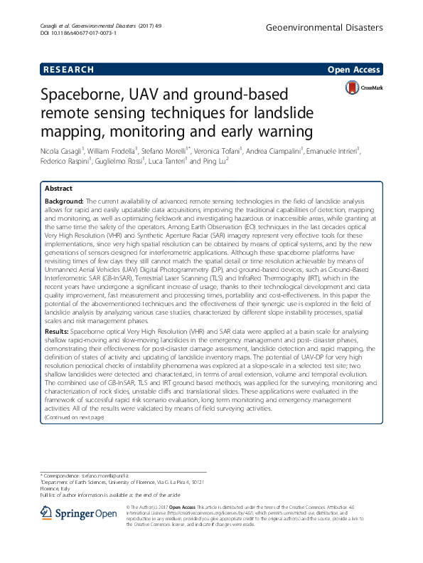 (PDF) Spaceborne, UAV and ground-based remote sensing techniques for ...
