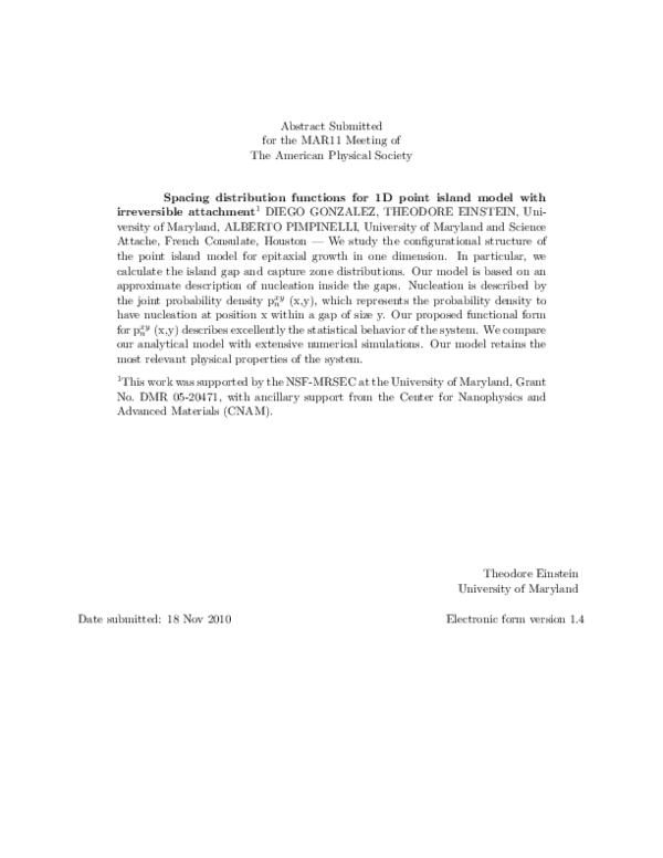 (PDF) Spacing distribution functions for 1D point island model with ...