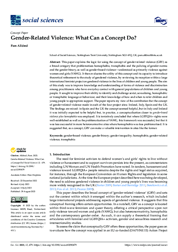 (PDF) Gender-Related Violence: What Can a Concept Do?