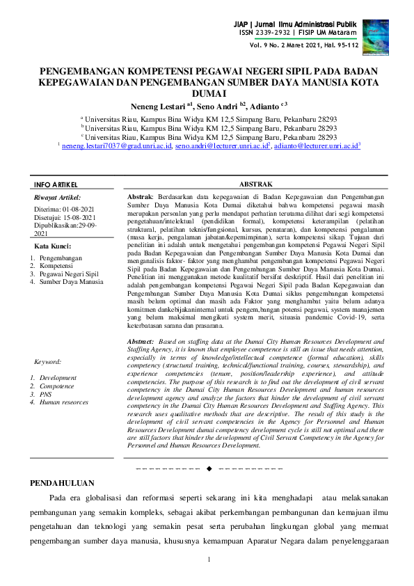(PDF) Pengembangan Kompetensi Pegawai Negeri Sipil Pada Badan Kepegawaian dan Pengembangan ...