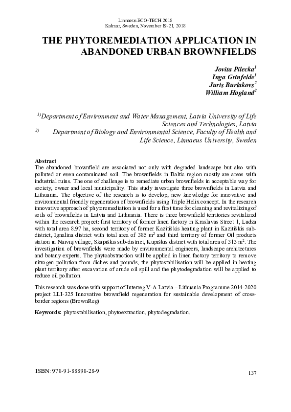 (PDF) The phytoremediation application in abandoned urban brownfields