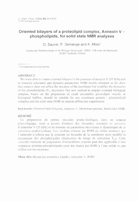 (PDF) Oriented bilayers of a proteolipid complex, Annexin V ? phospholipids, for solid state NMR ...