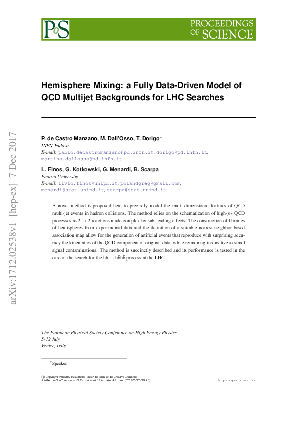(PDF) Hemisphere Mixing: A Fully Data-Driven Model Of QCD Multijet Backgrounds For LHC Searches