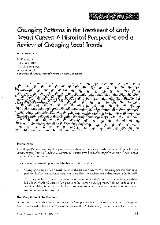 (PDF) Changing patterns in the treatment of early breast cancer: a ...