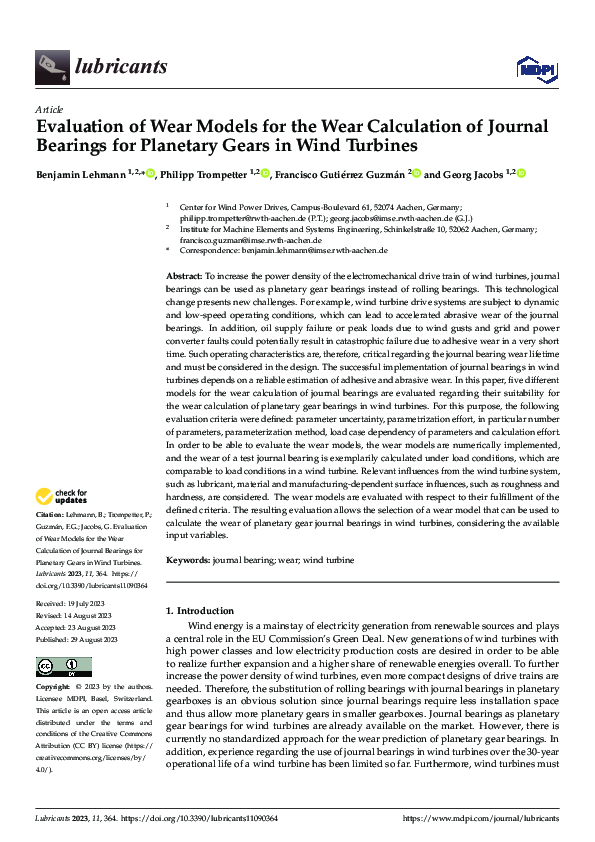 (PDF) Evaluation of Wear Models for the Wear Calculation of Journal ...
