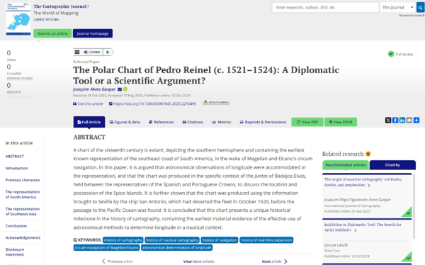 (PDF) The Polar Chart of Pedro Reinel (c. 1521–1524): A Diplomatic Tool ...