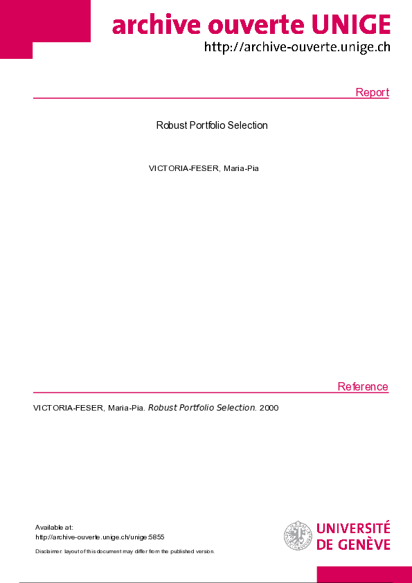 (PDF) Robust Portfolio Selection