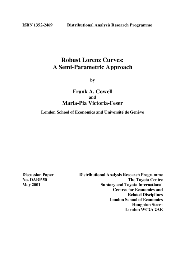 (PDF) Robust Lorenz curves : a semi-parametric approach