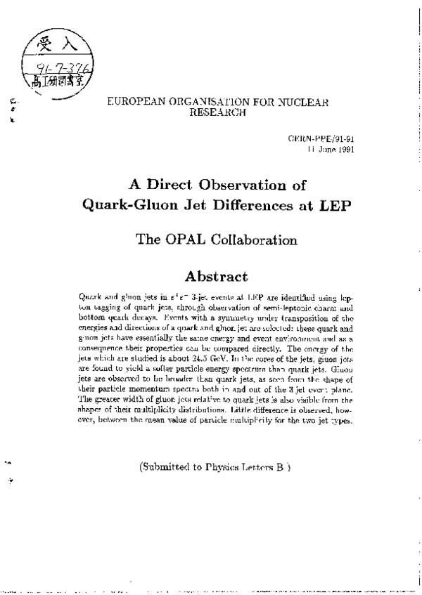 (PDF) A direct observation of quark-gluon jet differences at LEP