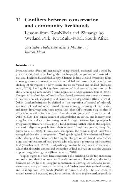 (PDF) Conflicts between conservation and community livelihoods Lessons ...