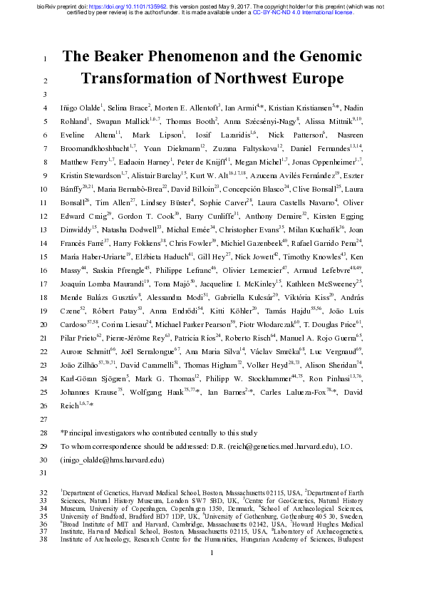 (PDF) The Beaker Phenomenon and the Genomic Transformation of Northwest ...