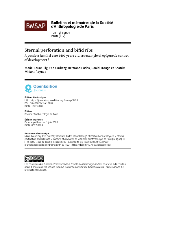 (PDF) Sternal perforation and bifid ribs