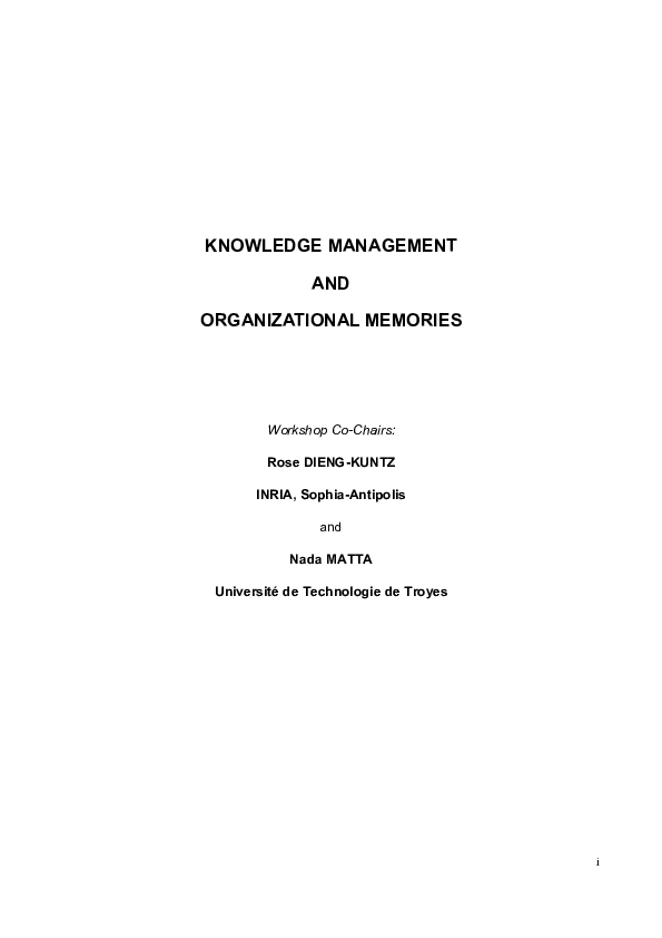 (PDF) Knowledge Management and Organizational Memories