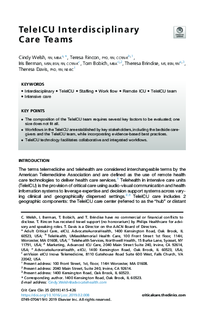 (PDF) TeleICU Interdisciplinary Care Teams