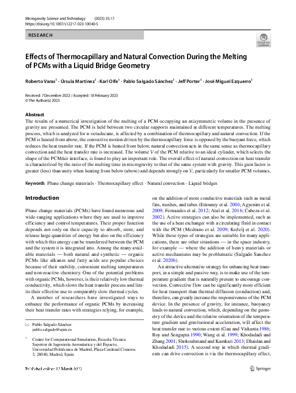 (PDF) Effects of Thermocapillary and Natural Convection During the ...