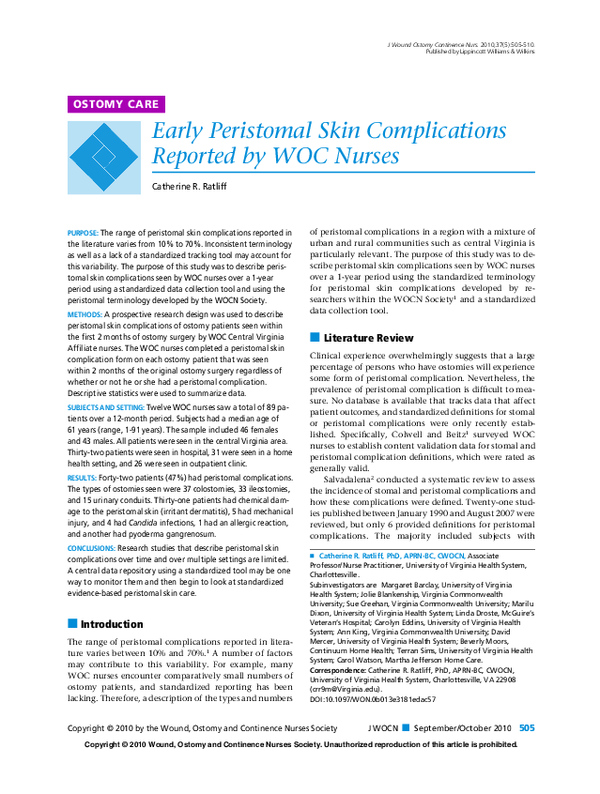 (PDF) Early Peristomal Skin Complications Reported by WOC Nurses
