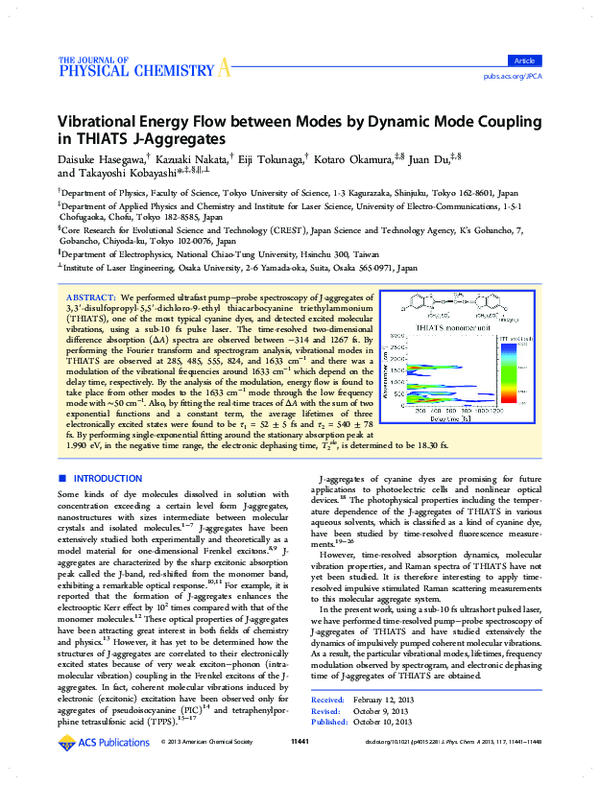 (PDF) Vibrational Energy Flow between Modes by Dynamic Mode Coupling in ...