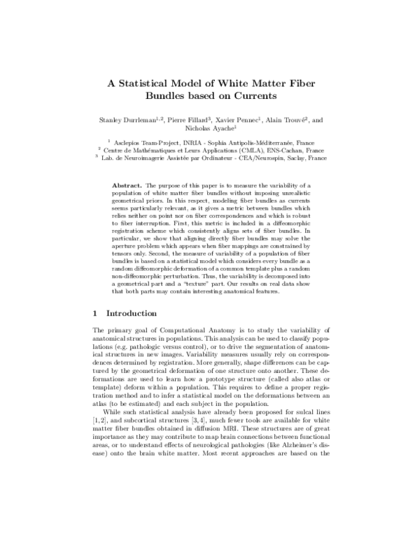 (PDF) A Statistical Model of White Matter Fiber Bundles Based on Currents