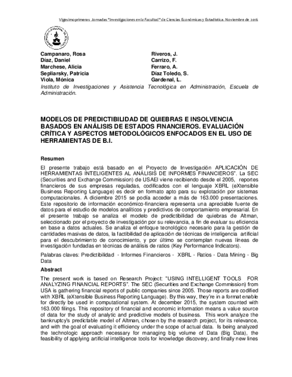 (PDF) Modelos de predictibilidad de quiebras e insolvencia basados en ...