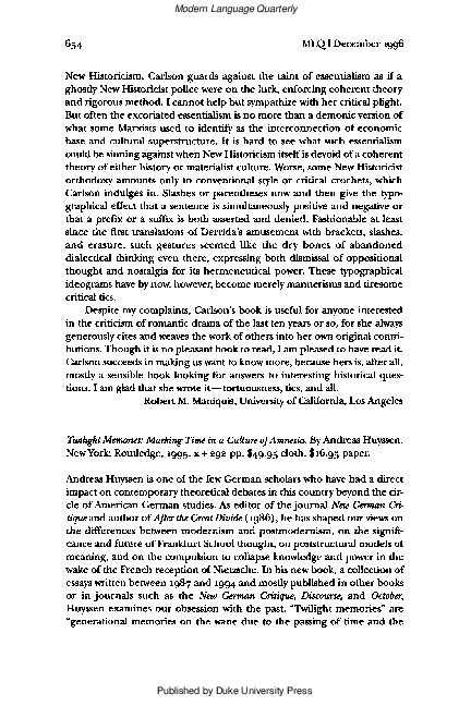 (PDF) Twilight Memories: Marking Time in a Culture of Amnesia