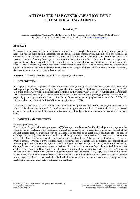 (PDF) Automated map generalisation using communicating agents
