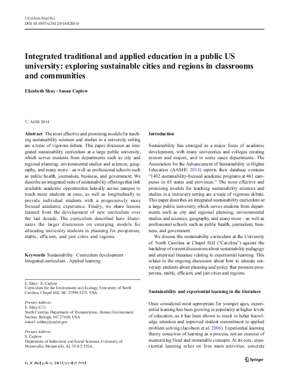 (PDF) Integrated traditional and applied education—exploring ...