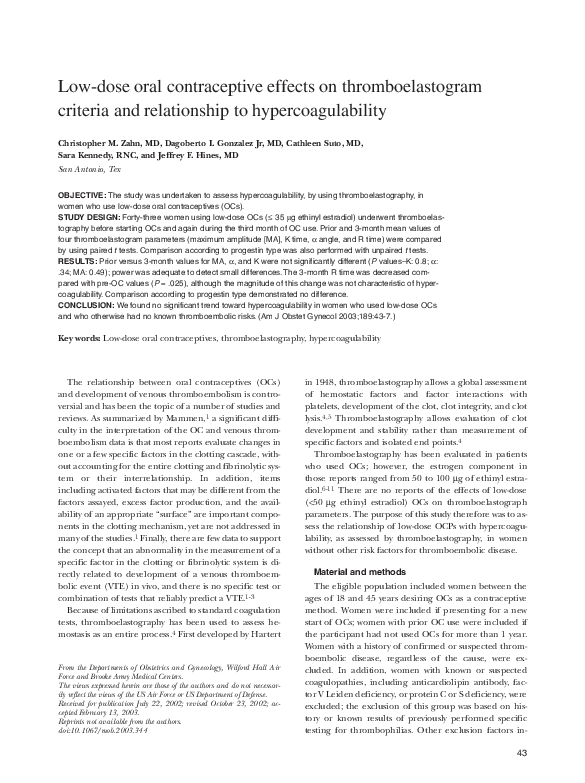 (PDF) Low-dose oral contraceptive effects on thromboelastogram criteria ...