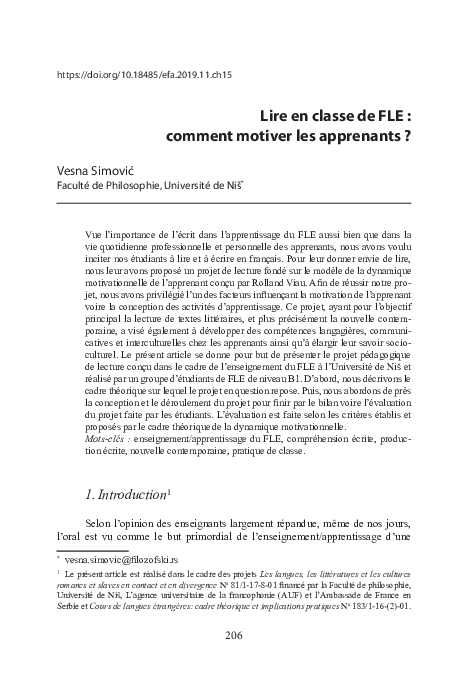 (PDF) Lire en classe de FLE