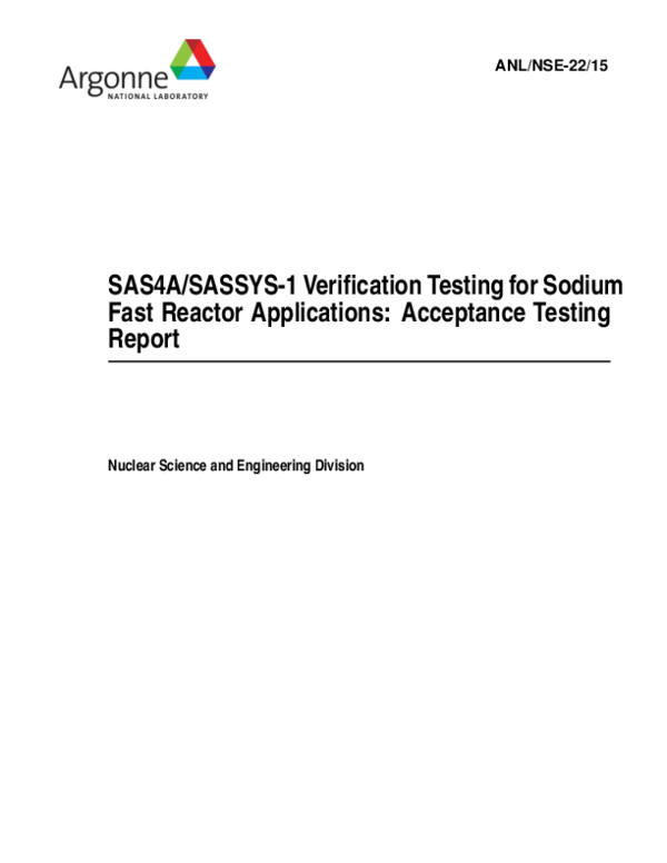 (PDF) SAS4A/SASSYS-1 Commercial Grade Dedication Example Report for a ...