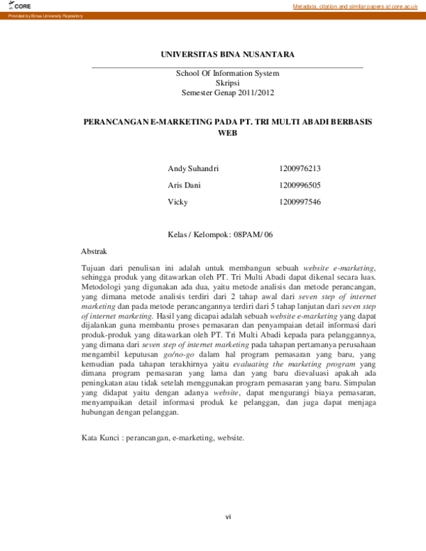 (PDF) Perancangan E-Marketing Pada Pt. Tri Multi Abadi Berbasis Web | Fajar Masya - Academia.edu