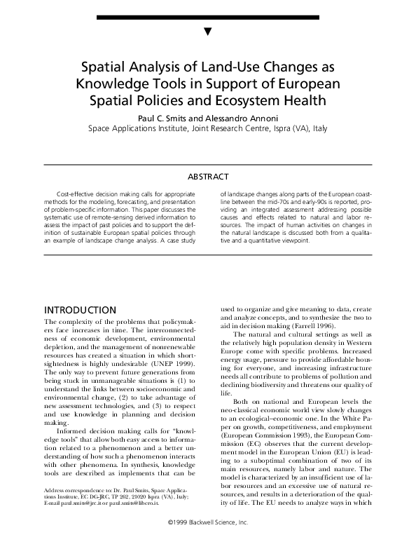 (PDF) Spatial Analysis of Land-Use Changes as Knowledge Tools in Support of European Spatial ...