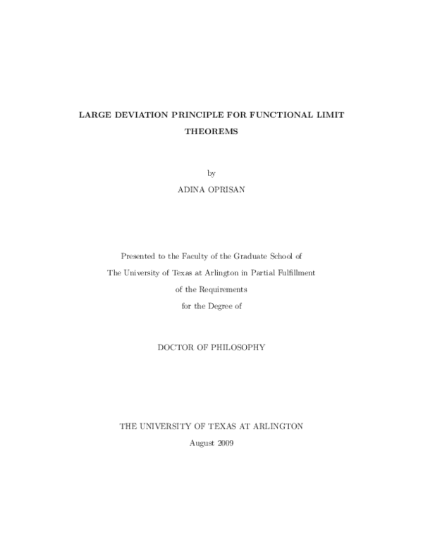 (PDF) Large Deviation Principle for Functional Limit Theorems