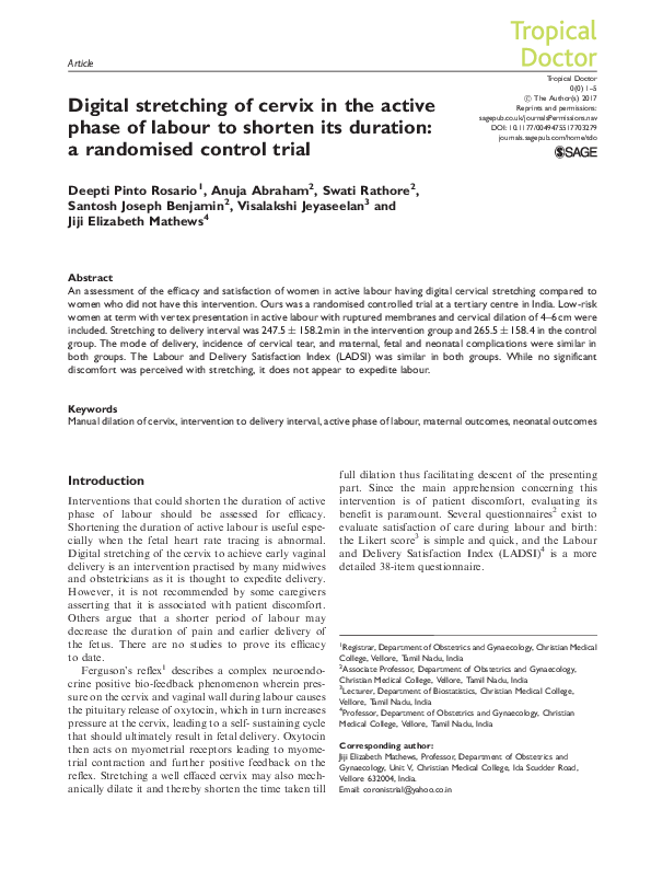 (PDF) Digital stretching of cervix in the active phase of labour to ...