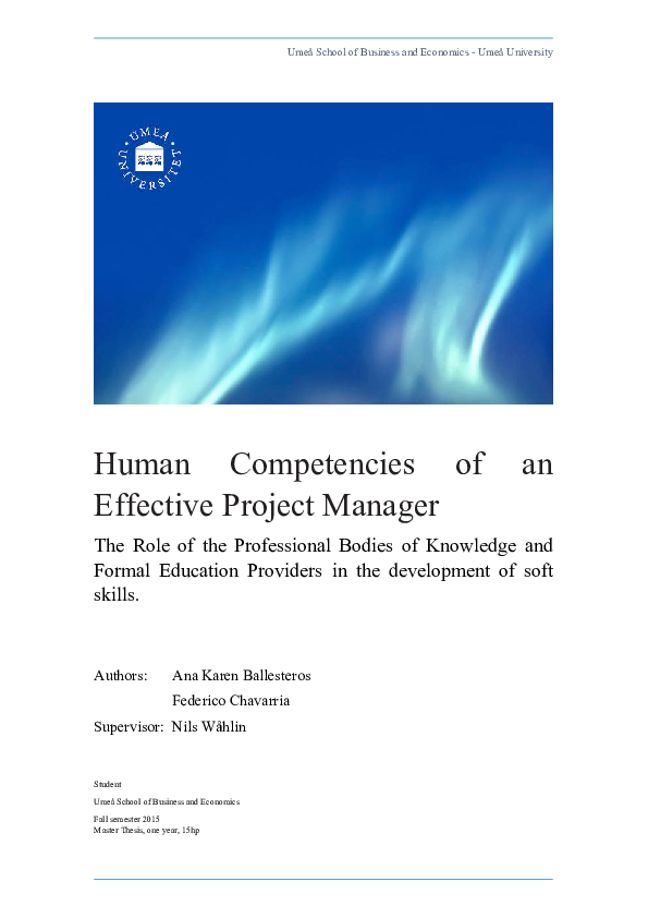 (PDF) Human Competencies of an Effective Project Manager : The role of ...