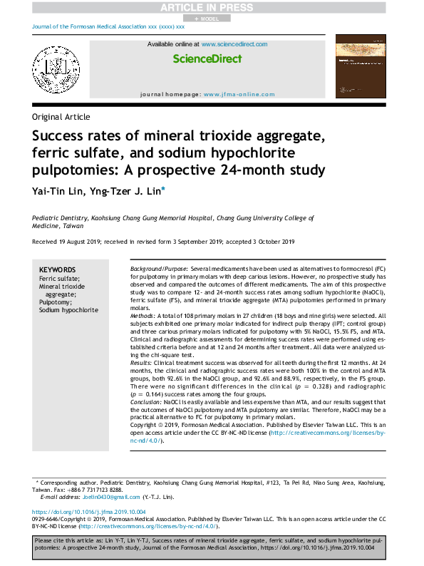 (PDF) Success rates of mineral trioxide aggregate, ferric sulfate, and ...