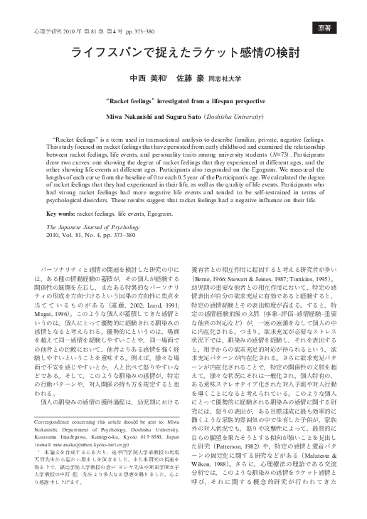 (PDF) “Racket feelings” investigated from a lifespan perspective